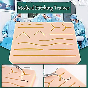 Anatomy Model Skeleton Model Surgical Skin Suture Practice Silicone Pad with Wound Simulated Skin Suture Module Surgical Medical Equipment