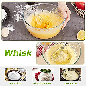 Immersion Handheld Blender, Bonsenkitchen Stainless Steel Hand Stick Blender, 20-Speed and Turbo, 4-In-1 Hand Blender with Egg Whisk, 24oz Beaker & 17oz Chopper Bowl for Smoothies, Puree, Baby Food