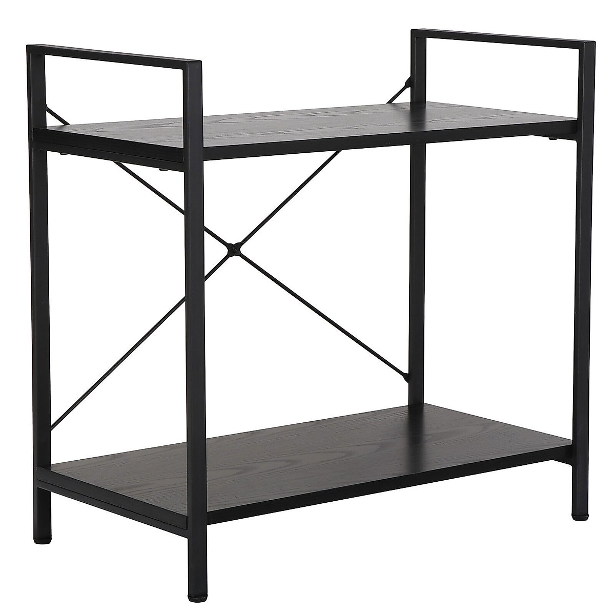 Solid Double Bookcase Short Frame Wood Bookshelf Display Rack Small Place Cozy, Black