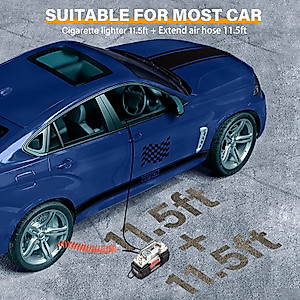 GSPSCN Portable Digital Car Tire Inflator with Gauge 150Psi Auto Shut-Off, Heavy Duty Double Cylinders 12V Air Compressor Pump with LED Light for Auto,Truck,Car,Bicycles,RV,SUV,Balls etc.