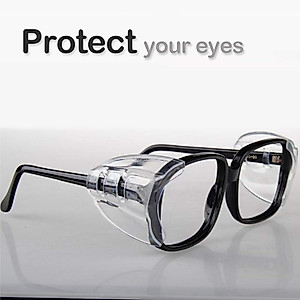 Korty 3 Pairs Eye Glasses Side Shields, Flexible Slip on Side Shields for Safety Glasses Fits Small to Medium