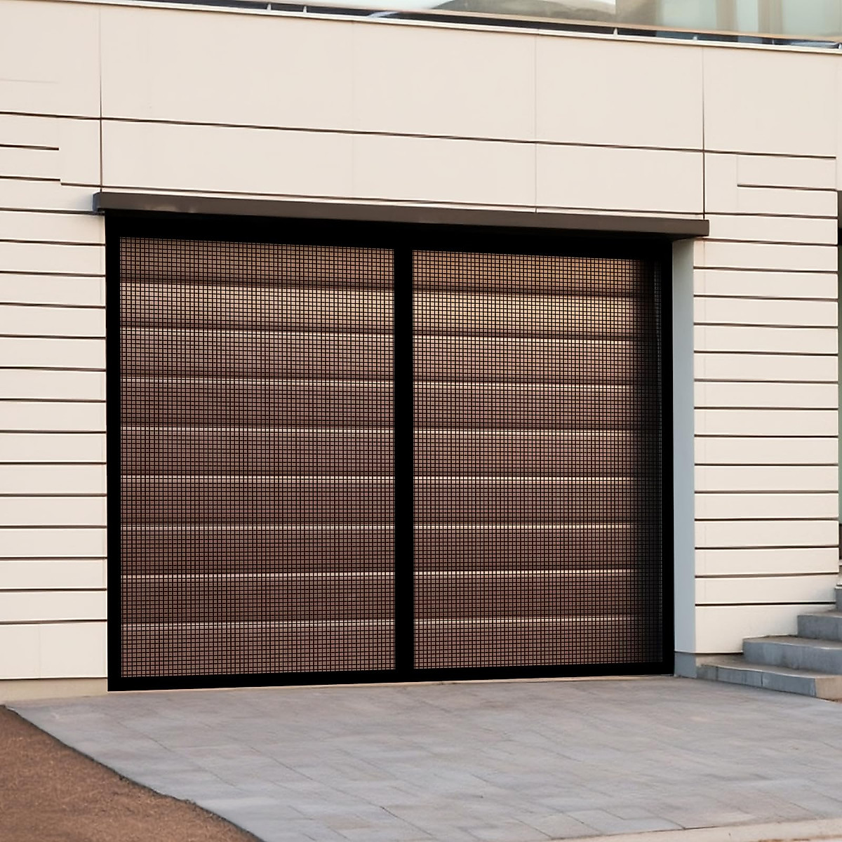 Magnetic Garage Door Screen 10x8ft, Durable Fiberglass Garage Hand Free Doors Screen with Powerful Magnets, Easy Assembly