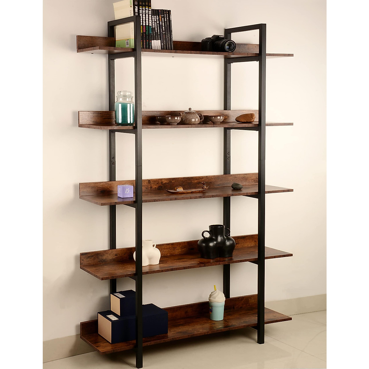 Vocuer 5 Tier Bookshelf Tall Bookcase bookcases and Book Shelves 5 Shelf Bookshelves and bookcases Wide Bookshelf for Bedroom Large Bookshelf Small Open Bookcase Shelf Book case Book Shelf for Office