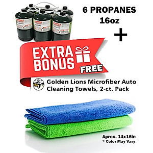 Propane Tank 6 Pack Fuel Cylinders 16oz | with Golden Lion Bonus