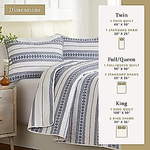 3 Piece Quilt Set with Shams | Soft & Breathable Bed Cover for Spring & Summer | Hypoallergenic All-Season Quilt | Multi Layer Coverlet | Lightweight Bedspread | Boho Stripes | Sydney Collection…