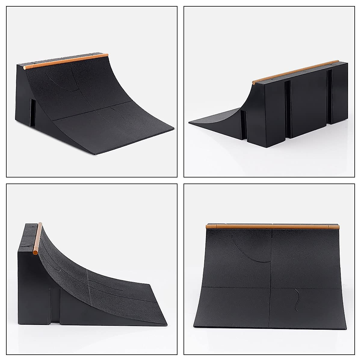 KETIEE Fingerboard Ramps, Finger Skateboard Ramp Set Finger Skatepark Kit with Rail Skateboard Skate Park Kit Fingerboard Skate Set with Skateboards Ramps, 1 Finger Boards for Training - Style B