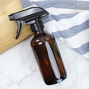 Cornucopia Brands 16oz Amber Glass Spray Bottles (6-Pack), Boston Round Bottles W/Heavy Duty Mist and Stream Sprayers