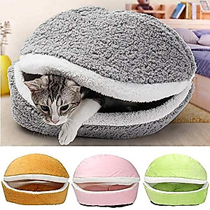 Bed Pink Cat Bed Sleeping Bag Sofas Mat Hamburger Dog House Short Plush Small Bed Warm Kennel Nest Cushion 1Pcs
