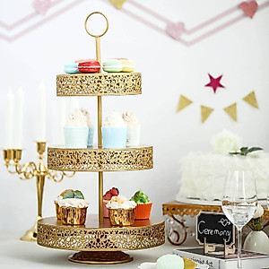Efavormart 23" Tall Gold 3-Tier Metal Reversible Dessert Cupcake Stand for Wedding Decoration Event