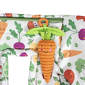 Boppy Shopping Cart Cover, Multi-Color Farmers Market Veggies, with Changeable SlideLine Carrot Toy, Plush Comfort with 2-Point Safety Belt, Wipeable and Machine Washable, 6-48 Months