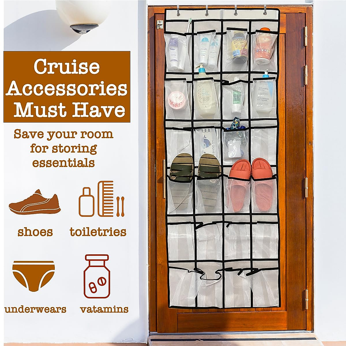CUIDEWEIER Cruise Essentials Over the Door Shoe Organizer Holder Magnetic Hooks for Cabin,Disney/Royal Caribbean/Carnival/Princess/NCL/Celebrity/MSC/Norwegian Items Must Have,Hanging Decoration Magnet