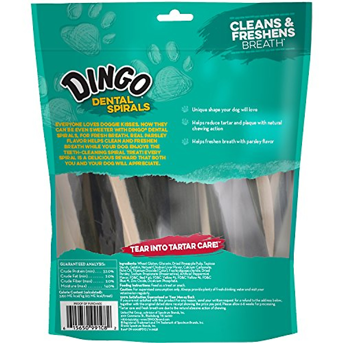 Dingo Tartar and Breath Dental Spirals for All Dogs, 15-Count