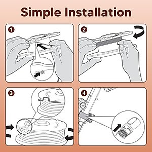PETOX WA0010 Trimmer Line Spools Replacement for Worx Weed Eater, 0.065 inch Autofeed Trimmer Line String Refills Compatible with Worx Cordless String Trimmers (9 Line Spools+2 Cap)