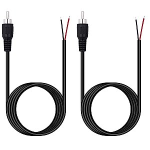 Fancasee 2 Pack 6 ft Speaker Wire RCA Male Plug Jack Connector to Bare Wire Open End Pigtail RCA Cable for Speakers Amplifier Audio Video AV Receivers