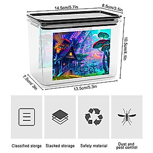 Trippy Light Mushroom Storage Box Plastic Food Organizer Container Canisters with Lid for Kitchen