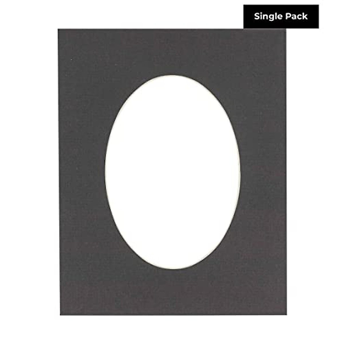 8.5x11 Mat Bevel Cut for 7x10 Photos - Precut Textured Black Oval Shaped Photo Mat Board Opening - Acid Free Matte to Protect Your Pictures - Bevel Cut for Family Photos, Pack of 1 Matboard Show Kit