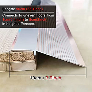Floor Transition Strips for Wood to Tile Doors,10cm / 4inch Extra Wide Modern Threshold Edge Trim Strips,for Interior Exterior Doors,Bathroom (Color : Silver)