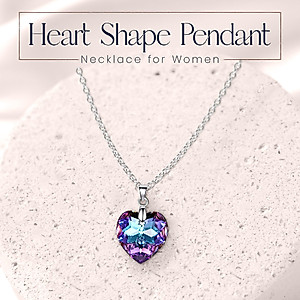 Crystalline Azuria Pendant Necklace Purple Heart With Crystals Sterling Silver Women's Jewelry 18 inches for Women