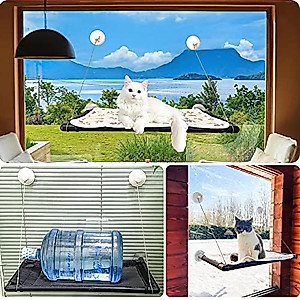 Mitubati Cat Window Perch,Large Cat Hammock Window Perch Seat ,Indoor Cats Resting Seat Safety,Strong Suction Cups Easy Clean Safety Cat Hammock Window Seat,(Up to 50lbs)