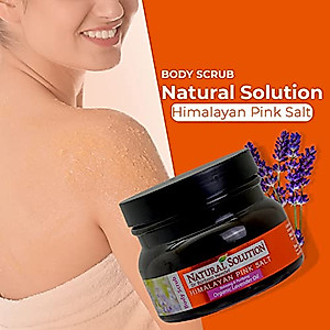 Natural Solution WBM Himalayan Salt Body Scrub with Organic Lavender Oil, Relaxing and Purifying Deep Cleansing – 12.3 oz, 10.6 Oz