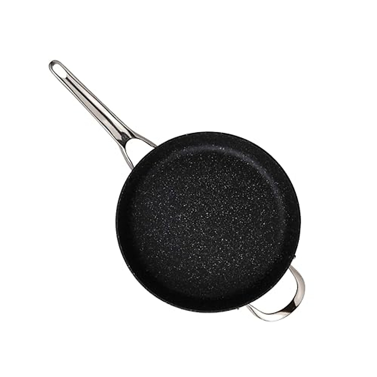 THE ROCK by Starfrit 11" Deep Fry Pan with Glass Lid and Stainless Steel Handles, Black