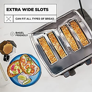 Crux 4-Slice Toaster with Extra Wide Slots & 6 Setting Shade Control, Black Stainless Steel