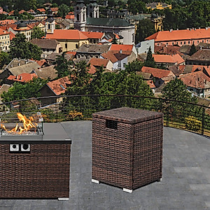 HOMPUS 16-inch Elegant 20LP Propane Tank Cover Patio Table Storage Box Hideaway End Table Outdoor Side Table Patio Storage Box Wicker Ratten Gas Tank Table for Fire Pit Table, Brown Rattan