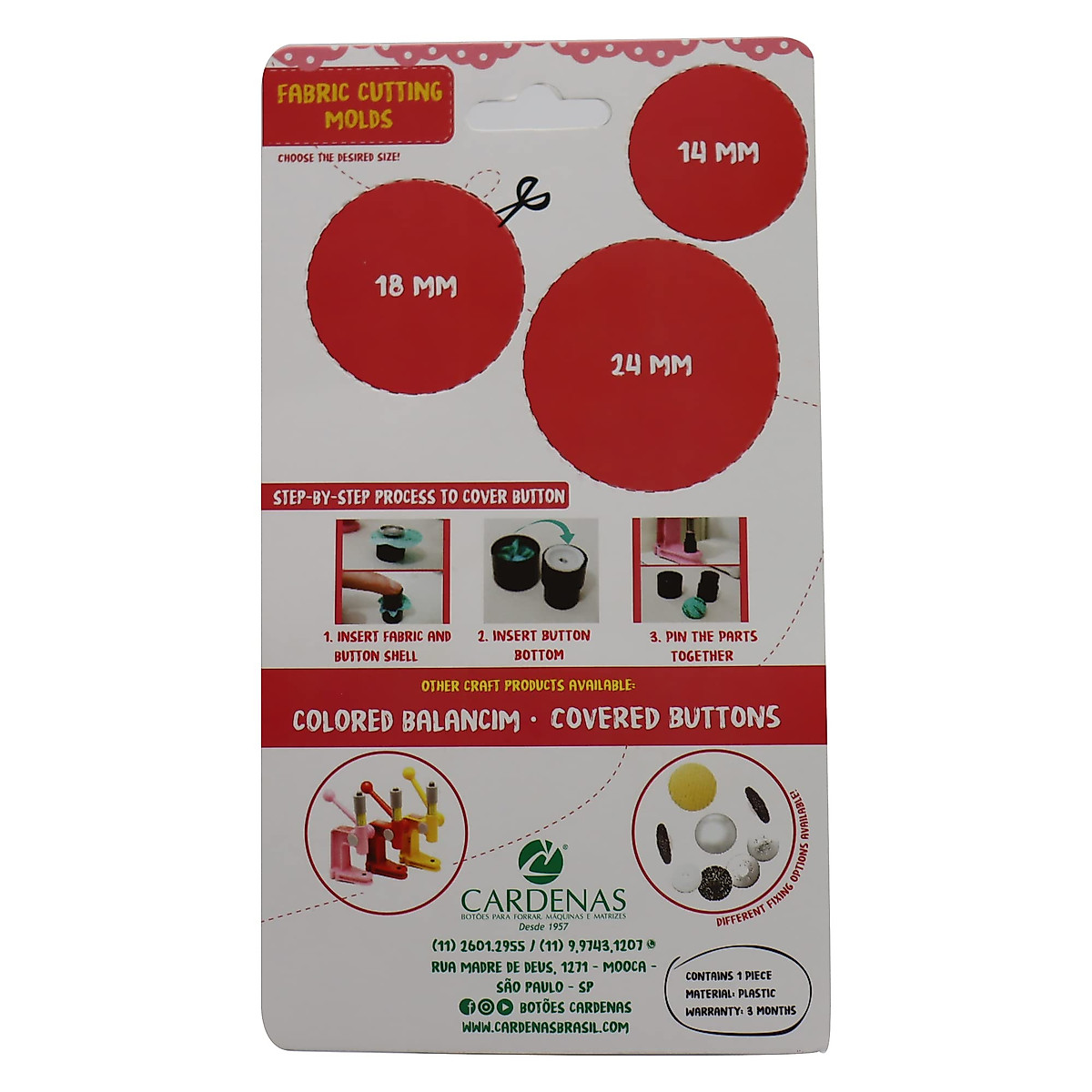 Cardenas - Button Maker Machine Interchangeable Die for Crafts - DIY Crafts Arts Supplies - Button Cover Machine, Pin Maker, Button Maker Mold for Crafts - Black, 9/16" (14mm)