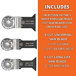 Fein StarLock E-Cut ComboWood & Metal Saw Blade - Universal Saw Blade (1-1/8" & 1-3/4"), Long-Life Saw Blade (2"), 3-Pack - 35222952140