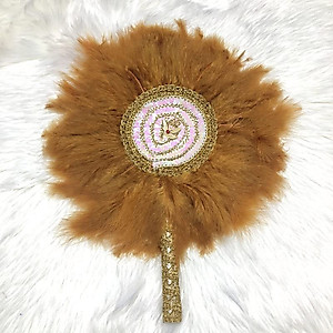 African Custom Wedding Feather Hand Fan for Wedding Handmade Lady Turkey Feather Fan Craft for Wedding Party Bride Hand Held Fan