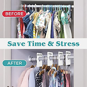 30 Closet Dividers for Hanging Clothes- Rectangle Clothing Size Dividers for Racks, Slim White Closet Divider Set with Marker (30 SLIM)