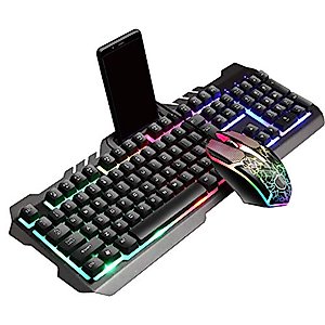 Wired Gaming Keyboard Mouse Combo Set,Colorful LED Backlit Desktop Computer Gaming Keyboad,Lighted Laptop Gaming Mouse Keyboard kit