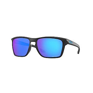 Oakley Men's OO9448F Sylas Low Bridge Fit Rectangular Sunglasses, Matte Black/Prizm Sapphire Iridium Polarized, 58 mm