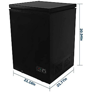 COOLHOME 3.5 Cubic Feet Chest Freezer with Removable Basket, from 6.8℉ to -4℉ Free Standing Compact Fridge Freezer for Home/Kitchen/Office/Bar (BLACK, 3.5 cubic feet)