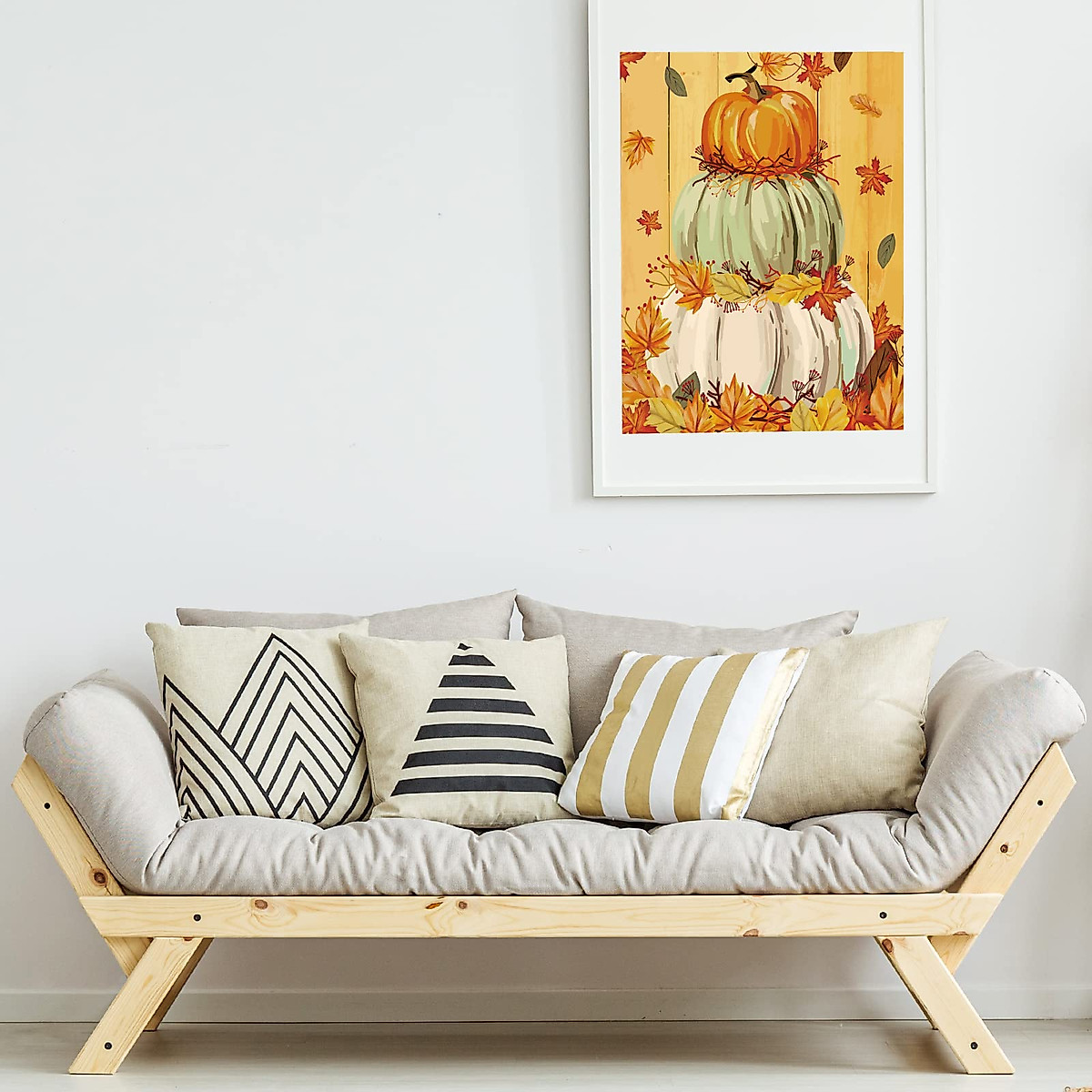 AnyDesign DIY Painting by Number Kits 16x20 inch Canvas Acrylic Filling Painting by Number Fall Pumpkin Oil painting Autumn Harvest Maple Leaves Farmhouse Painting Decor for Adults Kids Beginner