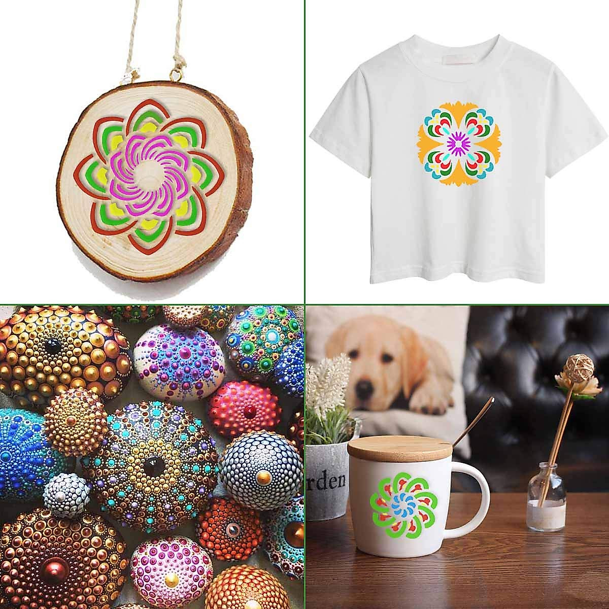 36 Pack Mandala Stencils (3.6x3.6 Inch) Mandala Dotting Painting Template Stencil Set for Painting Perfect for DIY Painting Art Projects Wood Wall Floor Fabric Furniture Tile Christmas Gift (Reusable)