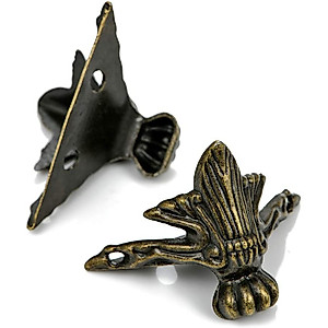Olldag 24 PCS Antique Brass Box Legs Feet for Wood Case Jewelry Chest Storage Corner, Protector Zinc Alloy for Embossing Wooden Case Decor Cases, Cabinets (Green Bronze)