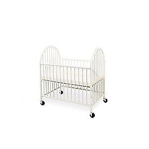 LA Baby Arched Metal Compact Crib White