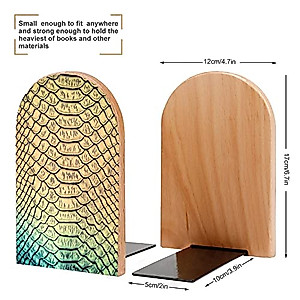 Cool Snake Skin Texture Handmade Wooden Book Ends - Decorative Bookends for Shelves - Sturdy Book Holders for Heavy Books