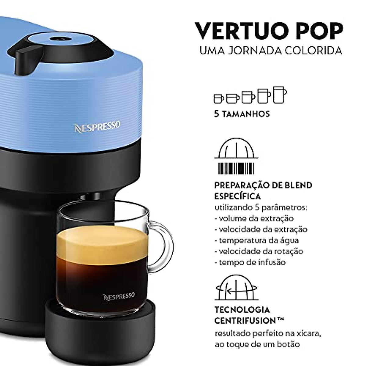 Nespresso Vertuo Pop Pacific Blue 110V Coffee Maker