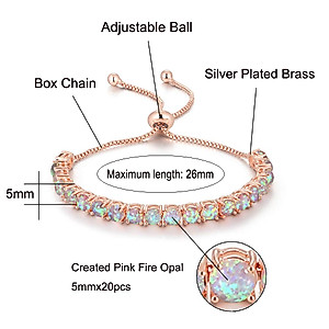 CiNily Mother's Day Gift Rose Gold Bracelet-Adjustable Opal Tennis Bracelet Fashion Jewelry Gifts for Women