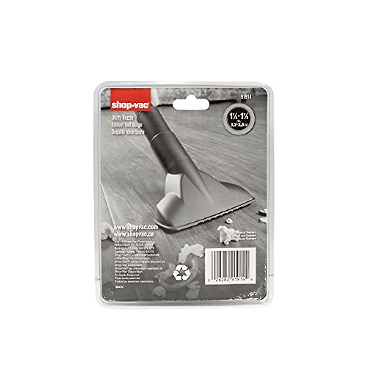 Shop-Vac 9191400 Utility Nozzle (1-1/2 inch) with 1-1/4 inch Adaptor, Plastic Construction, Black in Color, (1-Pack)