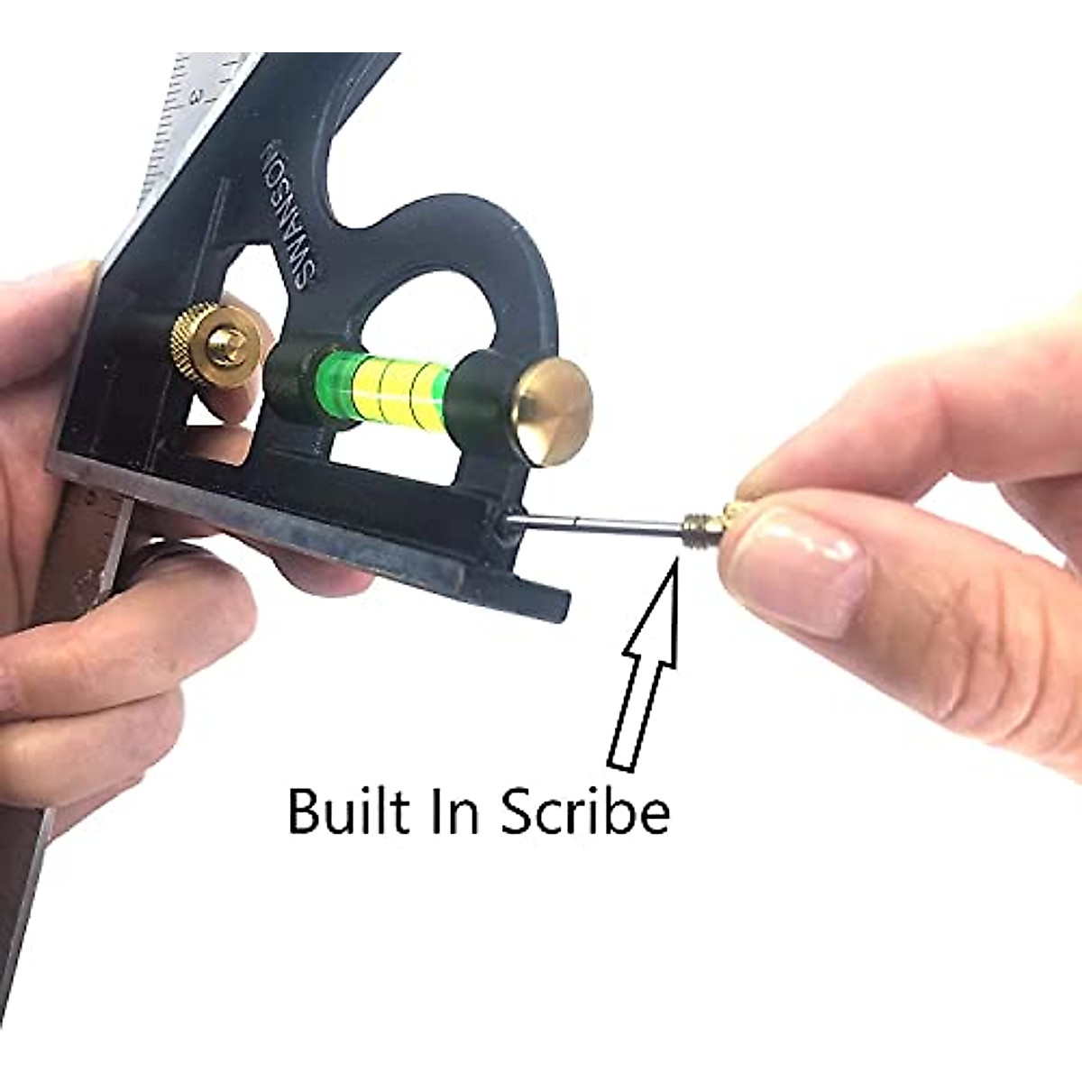 Swanson Tool Co TC132 12-Inch Combo Square with Cast Zinc Body, Stainless Steel Ruler and Brass Bolt