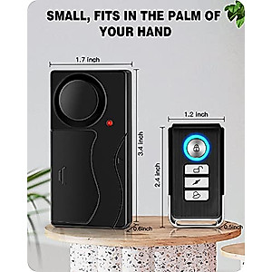 Wsdcam Wireless Vibration Alarm with Remote Control Anti-Theft Alarm Bike/Motorcycle/Vehicle Security Alarm, 110db Loud, Door and Window Alarm