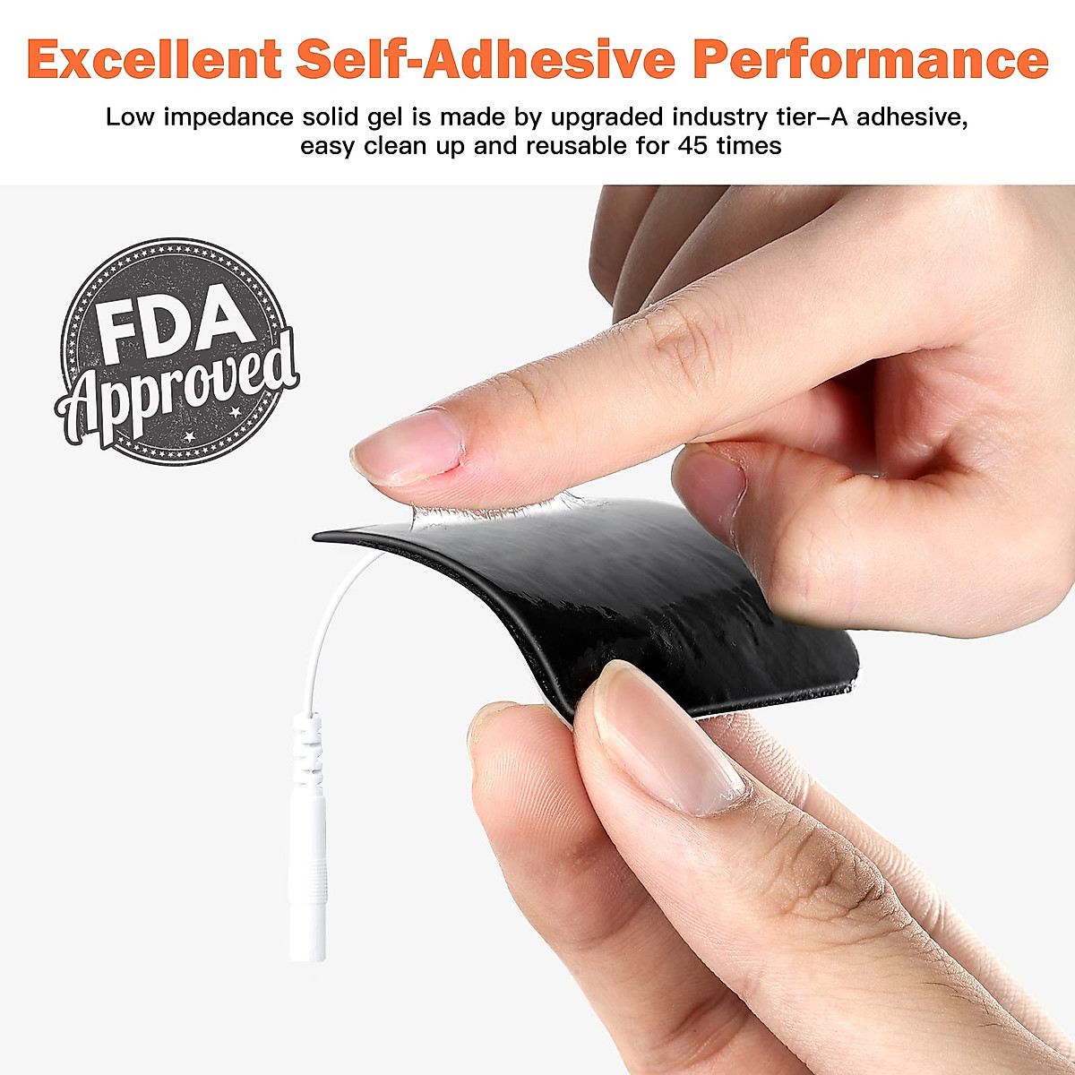 24 Pack 2''x2'' TENS Unit Replacement Pads Reuse More Than 45 Times, Premium Self-Adhesive Electrodes Patches with Non-Irritating Design for Electrotherapy, Compatible with AUVON TENS, TENS 7000 etc