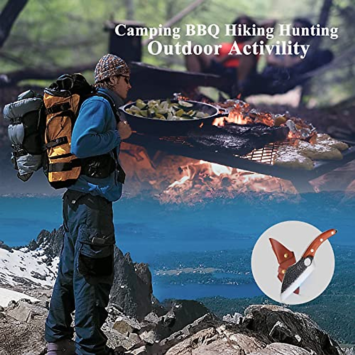 DRAGON RIOT Forged Boning Knife with Leather Sheath Huusk Japan Chef Knife Carbon Steel Meat Butcher Chef Knife Outdoor BBQ Knives for Kitchen Camping with Gift Box