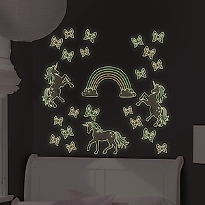 WallPops WPK3019 Enchanting Unicorns Glow in the Dark Wall Art Kit, Multicolor