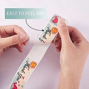 BEEFLYING 5 Rolls Thank You Adhesive Labels Roll Stickers Paper Gift Tag Stickers Mixed Color for Party Presents Room Bottle Sticky Note Decorative