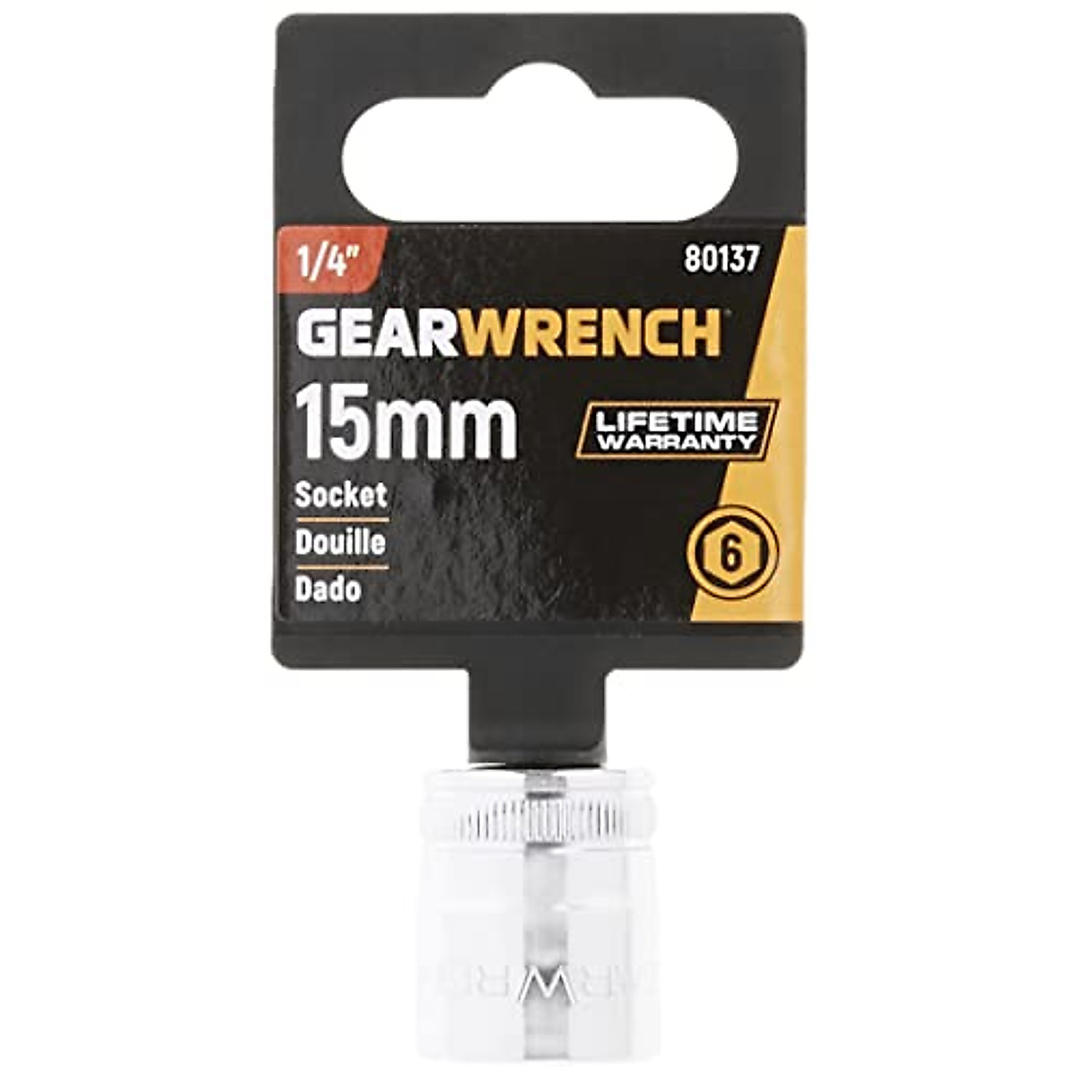 GEARWRENCH 1/4" Drive Standard Metric Socket 15mm, 6 Point - 80137
