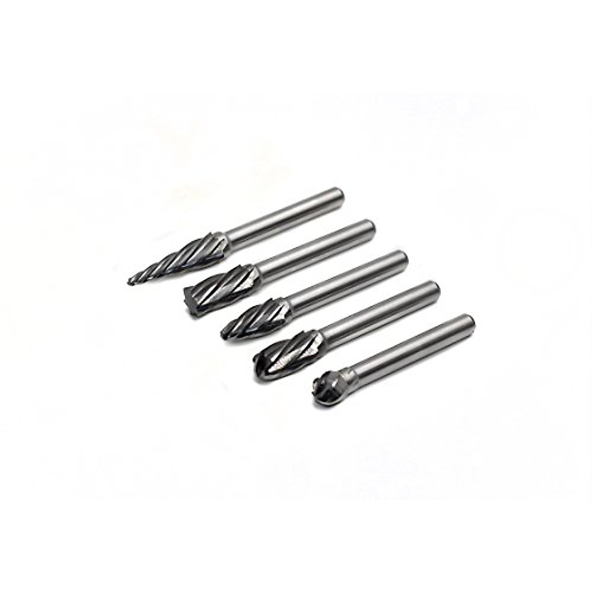 YUFUTOL Carbide Burrs for Aluminum - 5pcs Aluma Cut Carbide Rotary Burr Files Set 1/4"(6.35mm) Shank for Die Grinder Drill,Metal Carving,Polishing,Engraving, Drilling